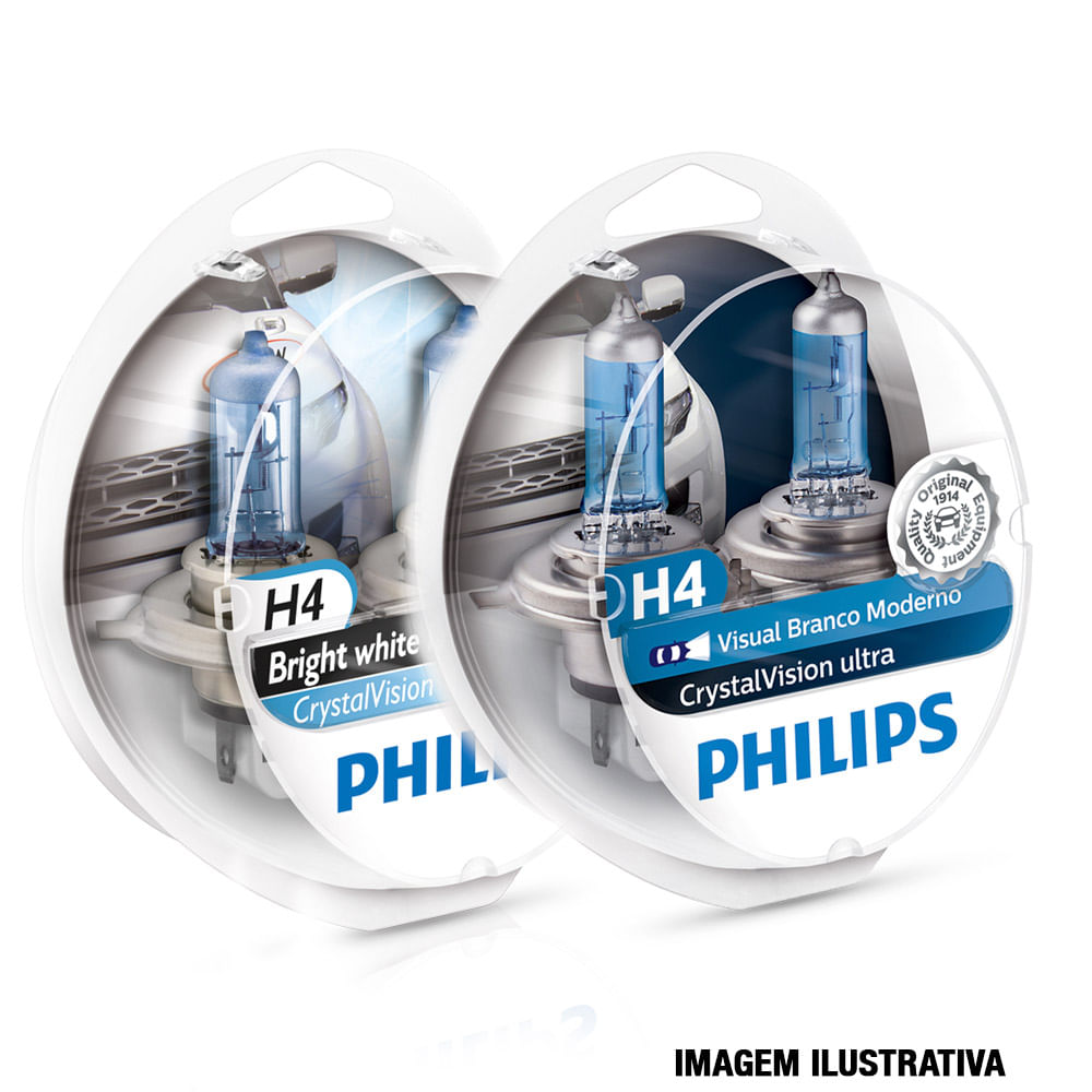 Par Lampada H4 Philips Crystal Vision Ultra 4100K 12V 55W W5W | AutoZ ...